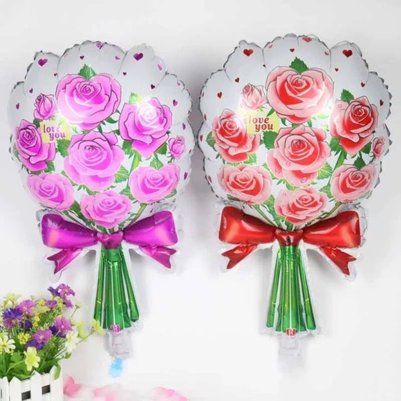 Party Supplies | I Love You Flower Foil Balloon Romantic Rose Bouquet ...